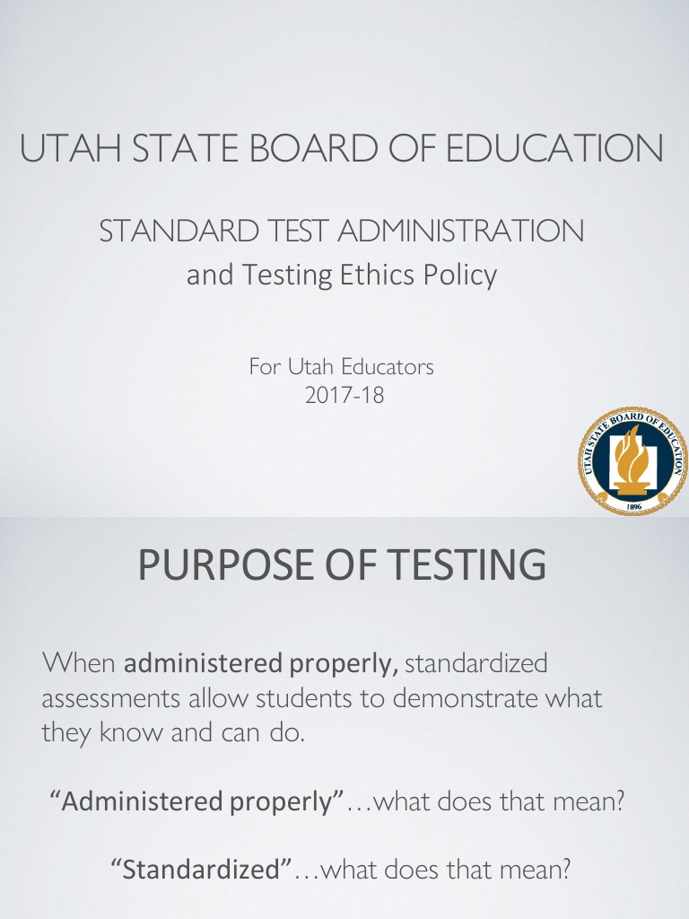 Utah State Board of Education: Standard Test Administration and Testing ...
