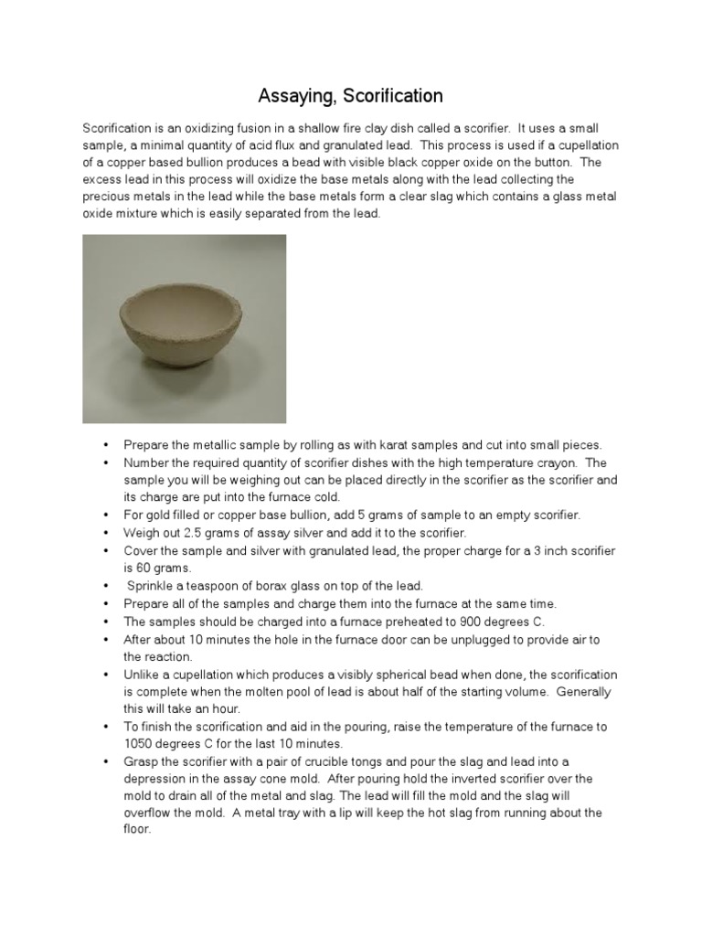 Assaying Scorifications. | PDF | Metallurgical Assay | Metals