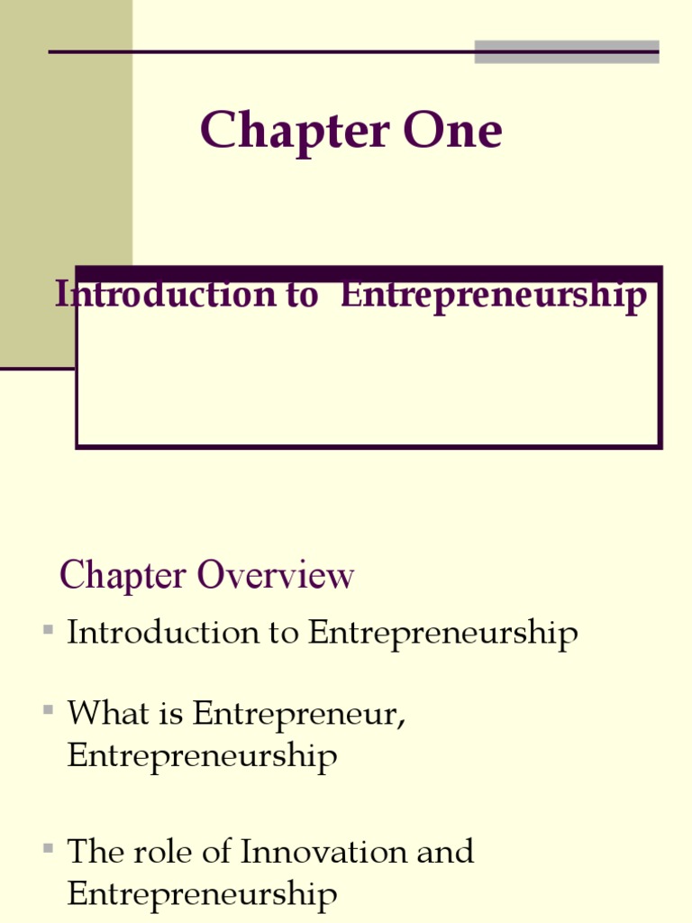 Introduction to Entrepreneurship Concepts | PDF | Entrepreneurship ...