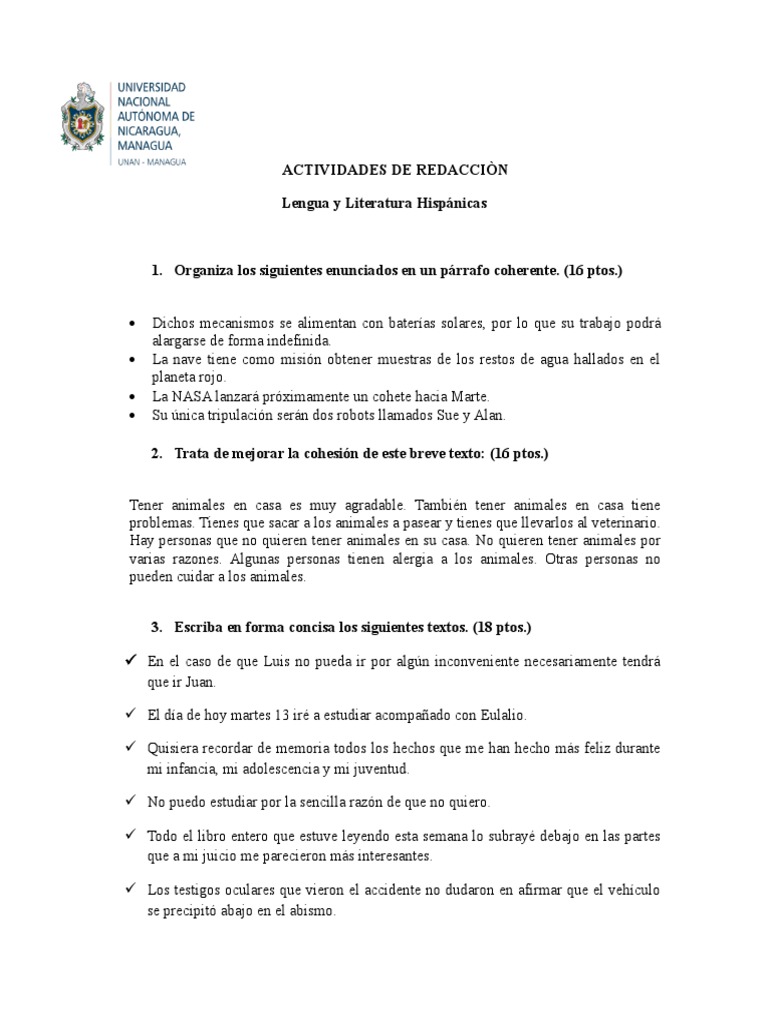 ACTIVIDADES de Redacción Avanzada | PDF