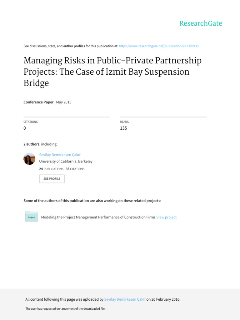 Managing Risksin PPPProjects Thecaseof Izmit Bay Suspension Bridge ...