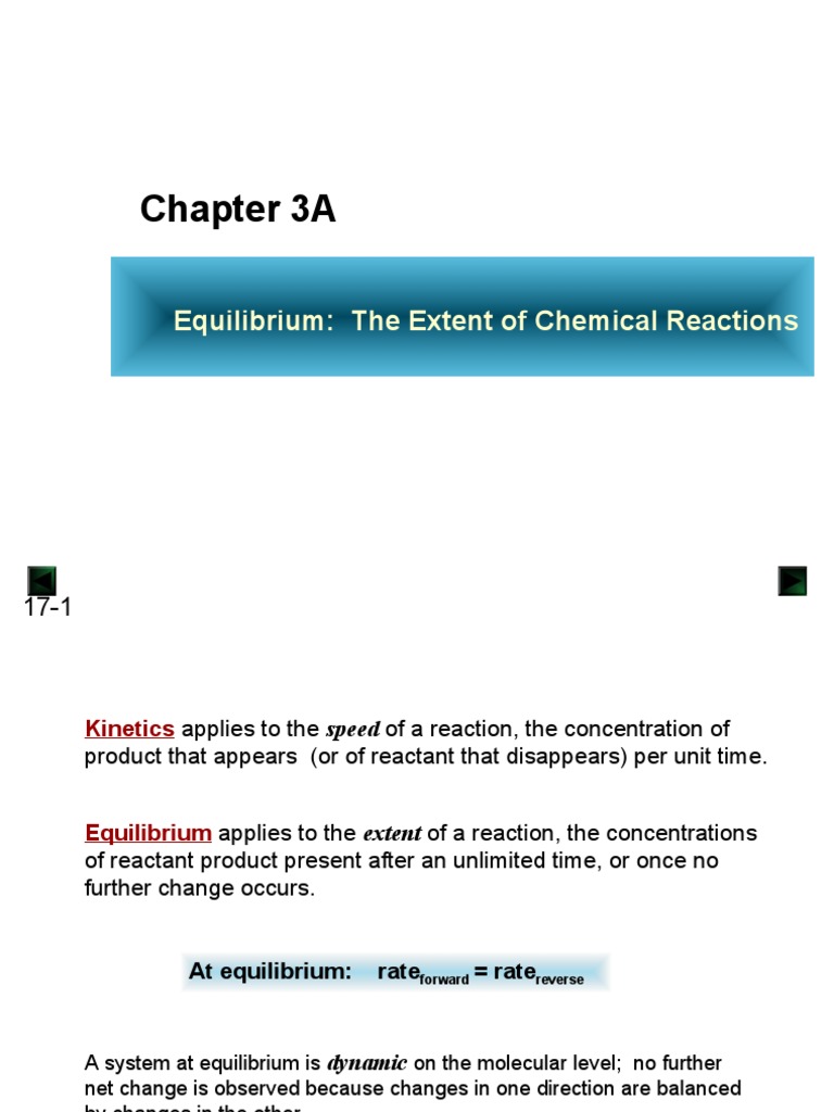 Chapter 3A: Equilibrium: The Extent of Chemical Reactions | PDF ...