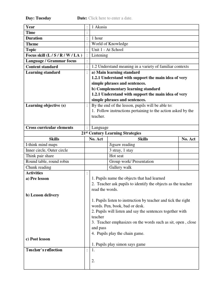 Year 1 RPH Template-1 | PDF | Learning | Epistemology