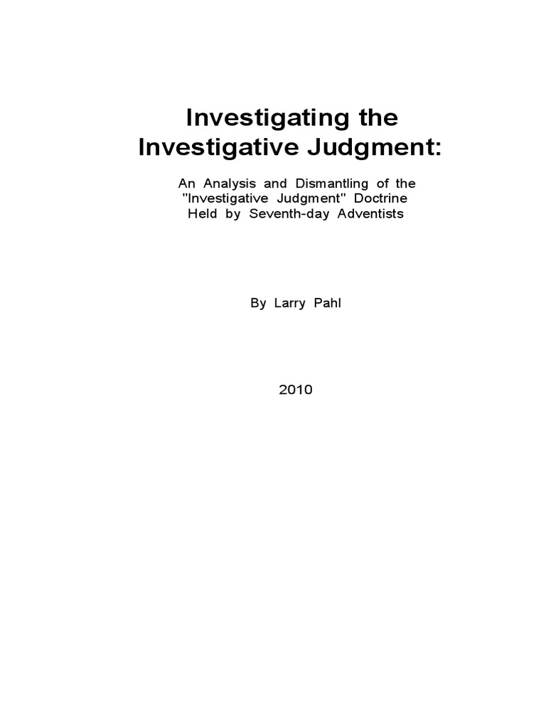 Investigating The Investigative Judgement | PDF | Book Of Daniel | Last ...