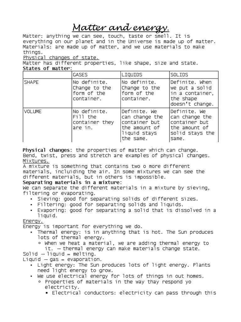 Matter and Energy PDF | PDF | Solid | Matter