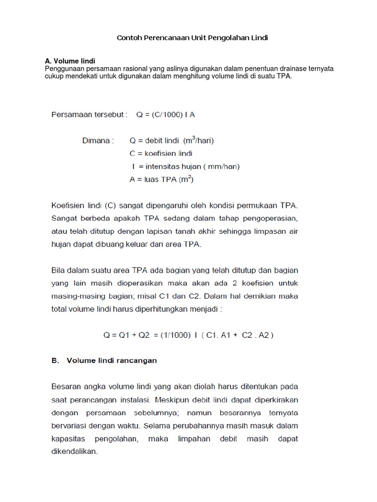 Contoh Unit Pengolahan Air Lindi | PDF