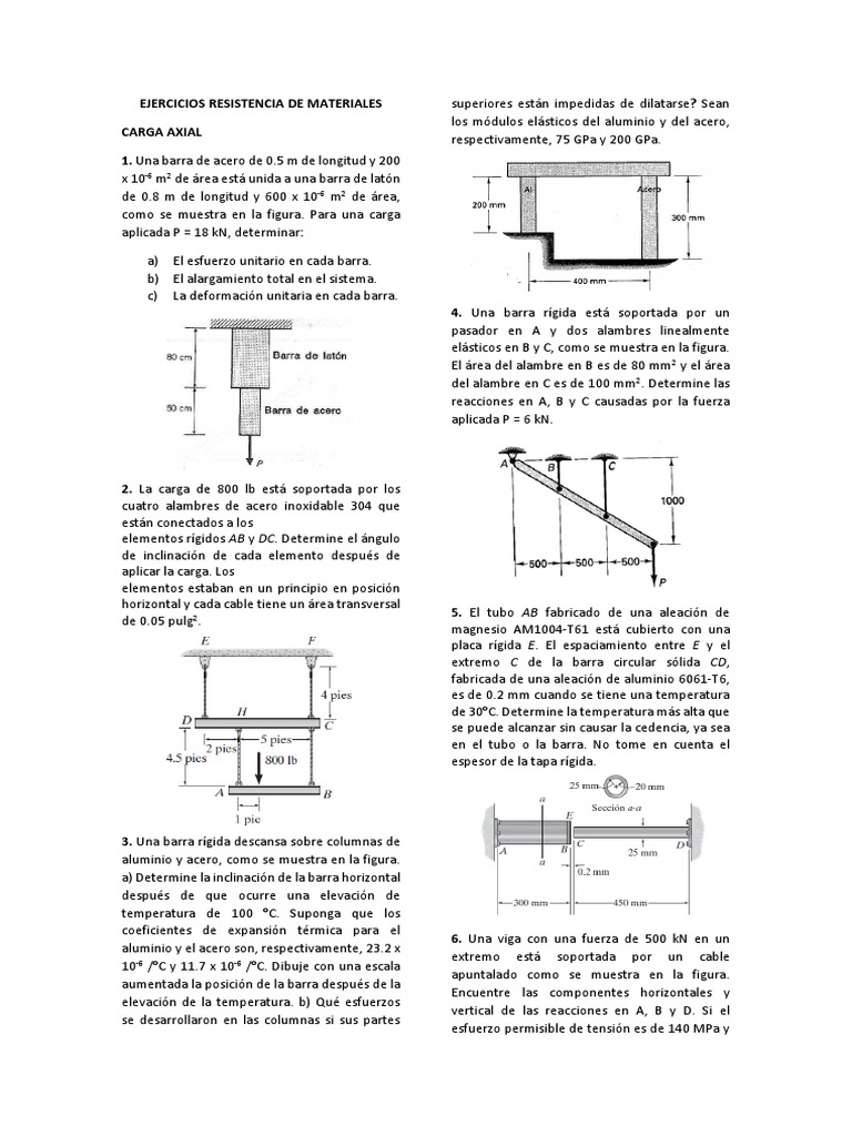 02 Ejercicios Resistencia de Materiales | PDF | Tornillo | Elasticidad (Física)