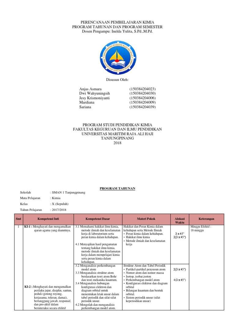 Prota Dan Prosem Kimia Kelas X | PDF