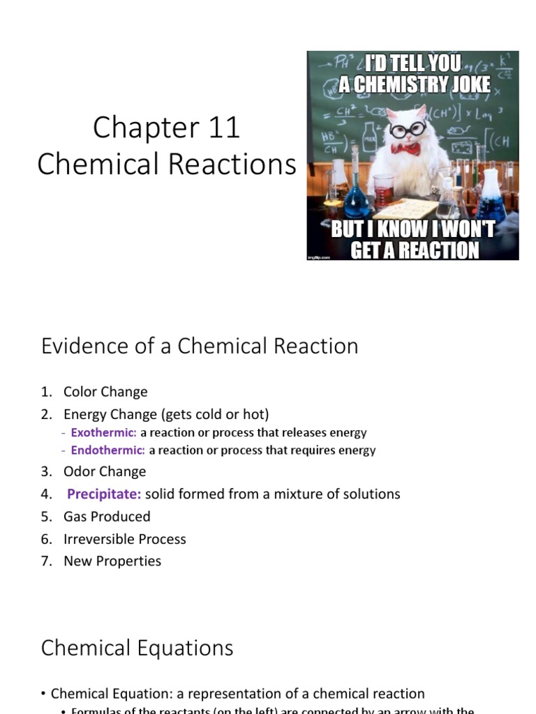 Chapter 11 - Chemical Reactions PDF | PDF | Solution | Aqueous Solution