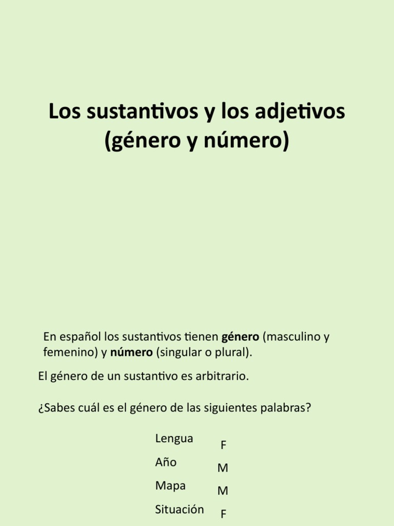 Género y número en sustantivos y adjetivos | PDF | Género gramatical ...