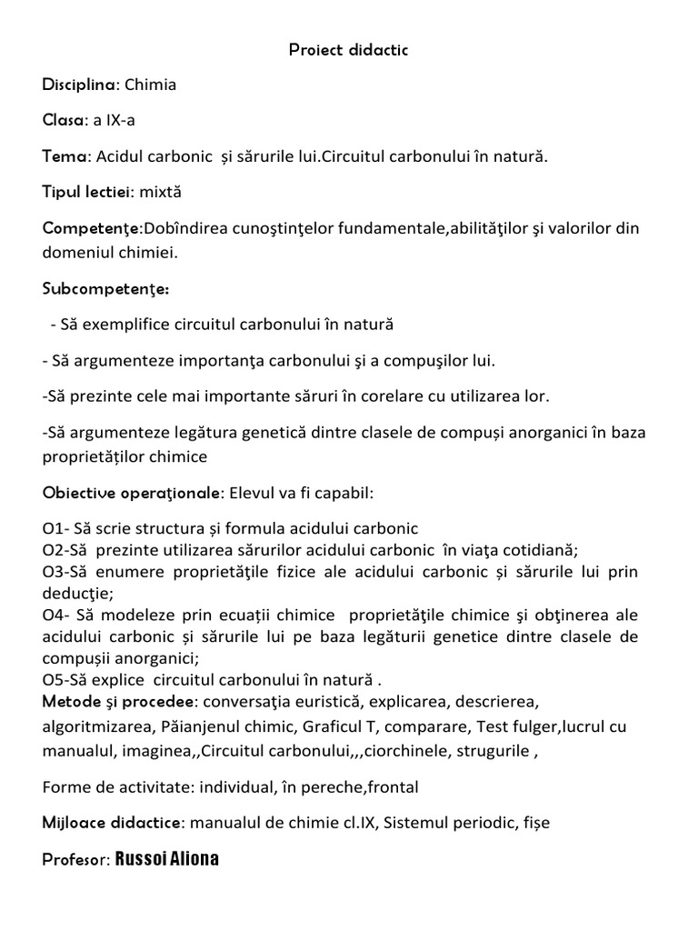 Acidul Carbonic H2co3 | PDF