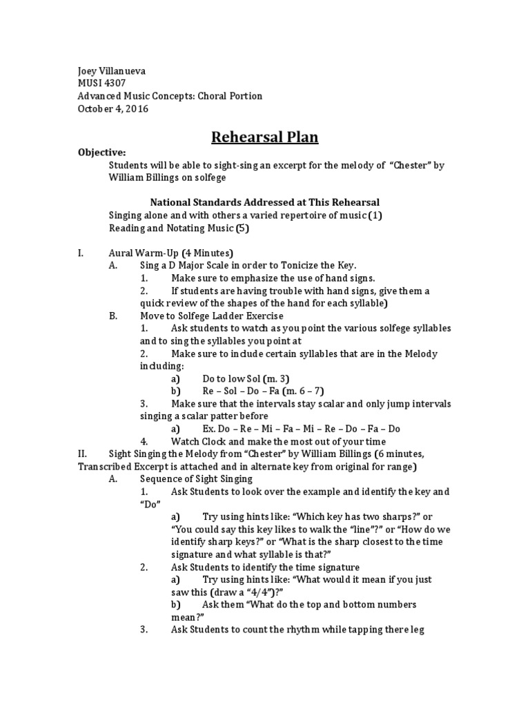 10 Minute Rehearsal Plan | PDF | Rhythm | Elements Of Music