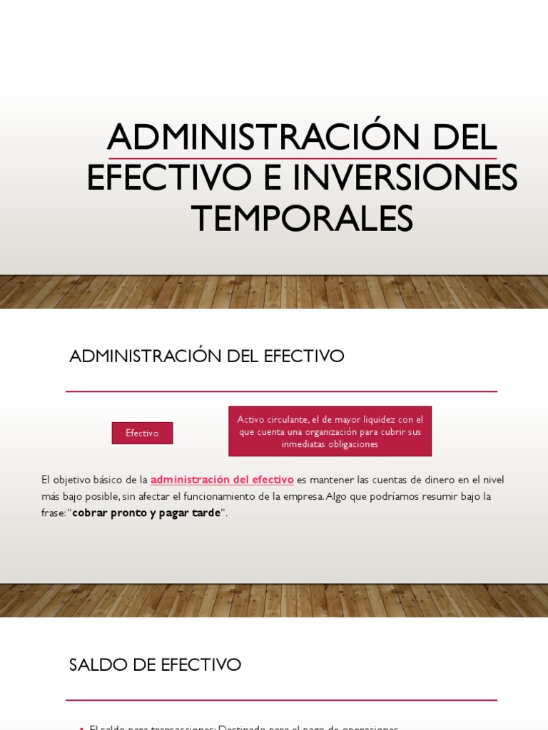 Administración Del Efectivo e Inversiones Temporales | PDF | Compartir (Finanzas) | Bancos