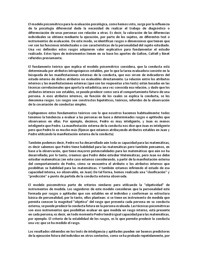 El Modelo Psicométrico para La Evaluación Psicológica | PDF ...