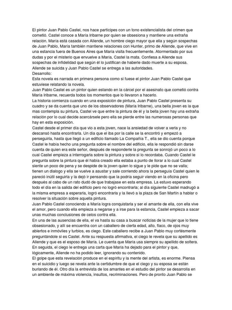 Juan Pablo Castel: Crimen y obsesión | PDF | Existencialismo | María ...
