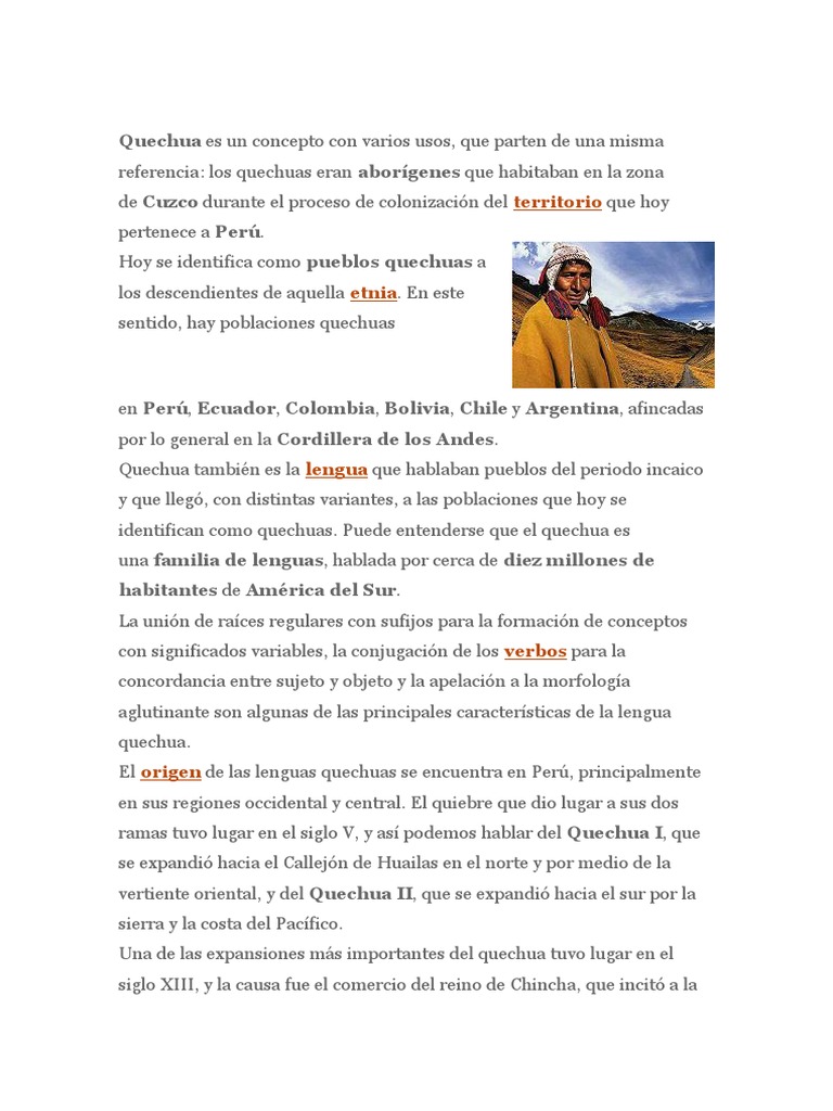 Cultura y lengua quechua en los Andes | PDF | Perú | Idiomas