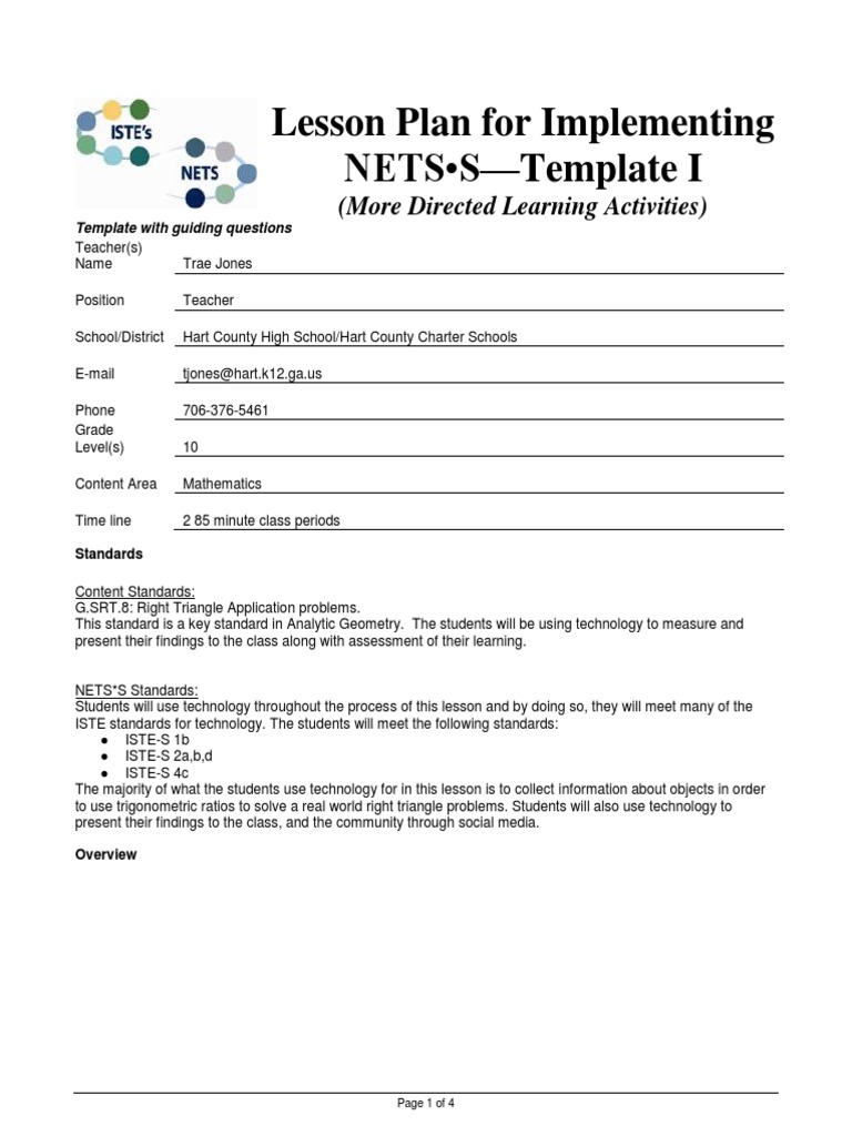 Jones Lesson Plan | PDF | Trigonometry | Educational Assessment