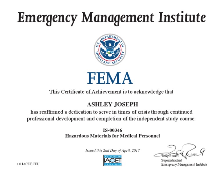 Fema Certification | PDF Fema Certification | PDF