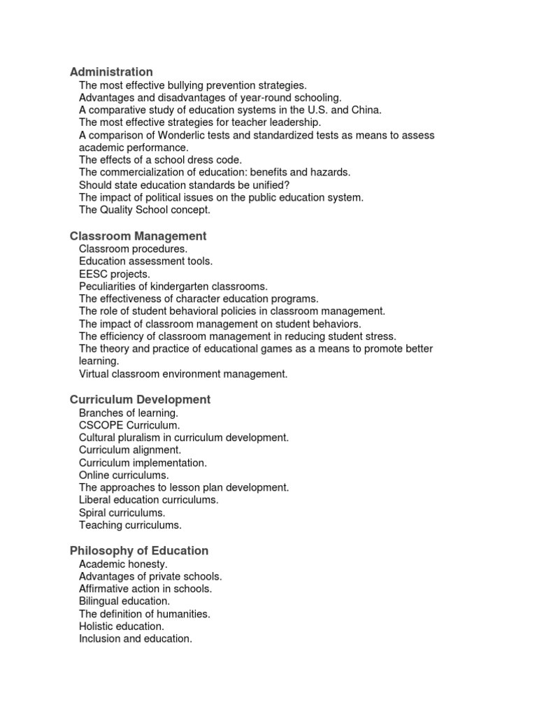Thesis Topic in Education | Download Free PDF | Classroom Management ...