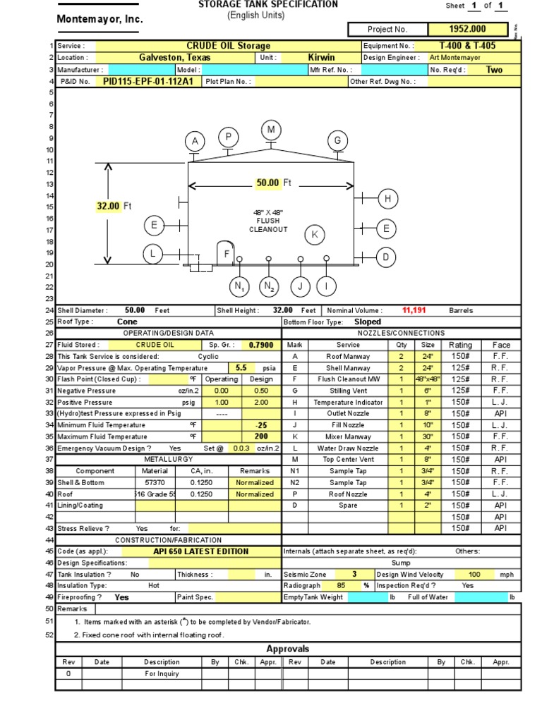 API 650 Tank Design | PDF