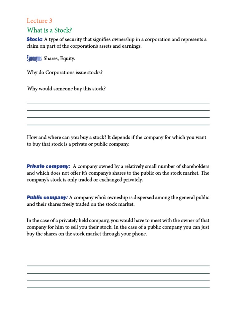 Lecture 3 What Is A Stock PDF | PDF