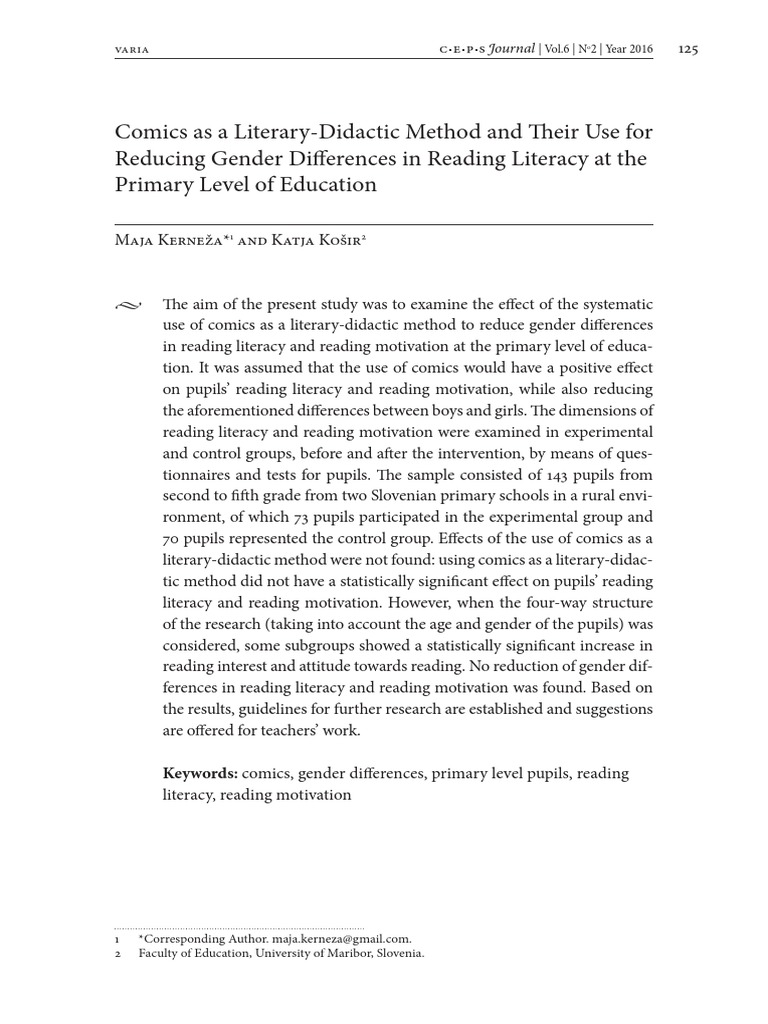 Comics As A Literary-Didactic Method and Their Use For Reducing Gender ...