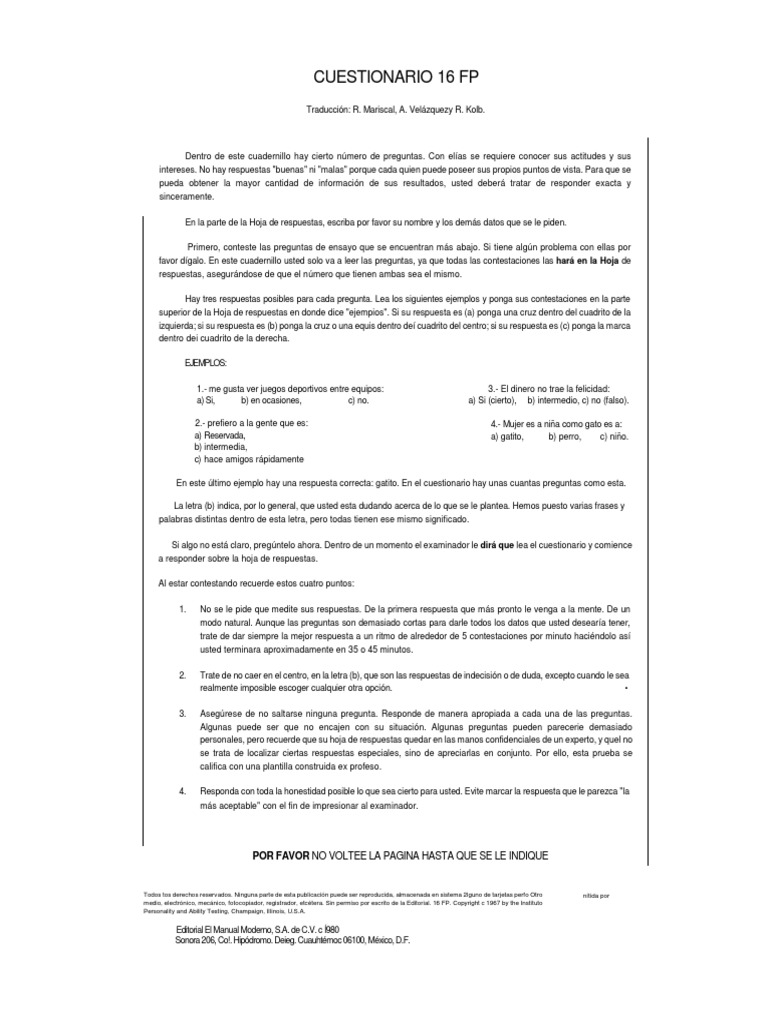 Cuestionario 16 FP | PDF | Cuestionario