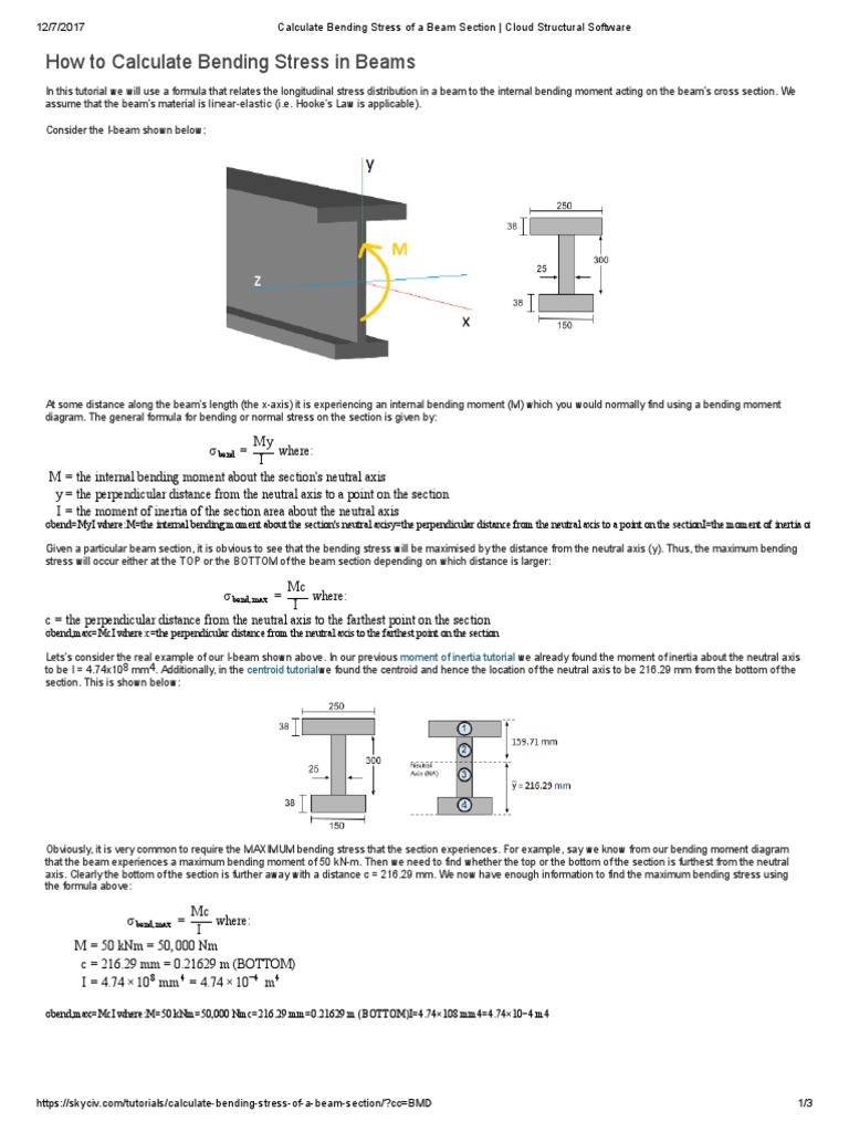 Calculate Bending Stress of A Beam Section - Cloud Structural Software ...