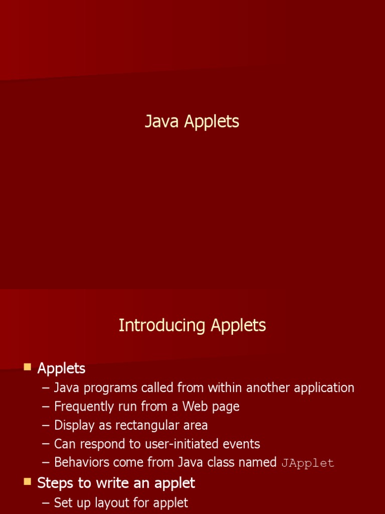 Applet | PDF | Class (Computer Programming) | Java (Programming Language)