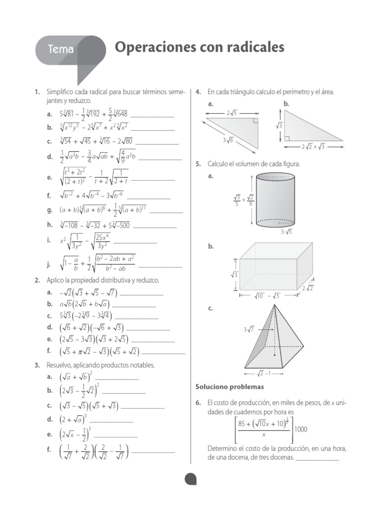 9° Operaciones Con Radicales | PDF | Enseñanza de matemática