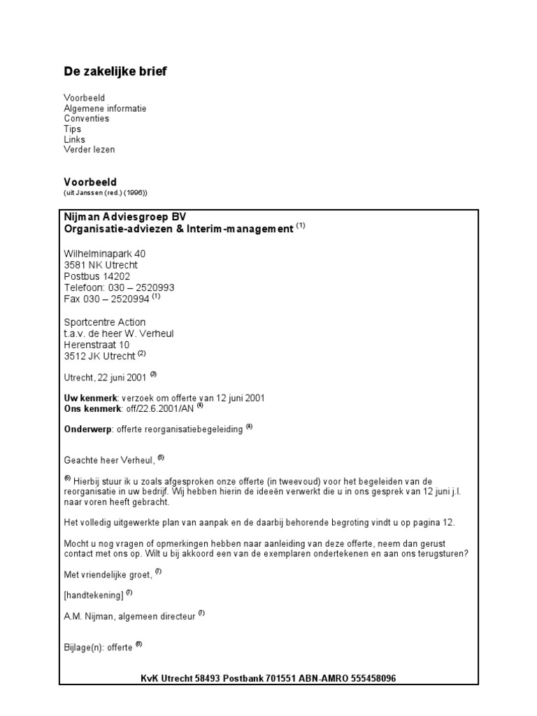 Voorbeeld Zakelijke Brief