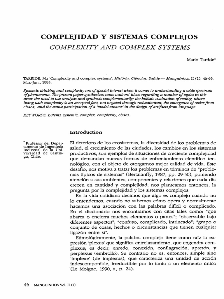 Complejidad y Sistemas Complejos | PDF | Entropía | Complejidad