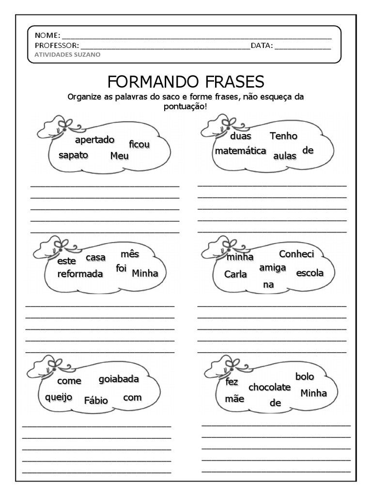 Formando frases atividade Suzano | PDF