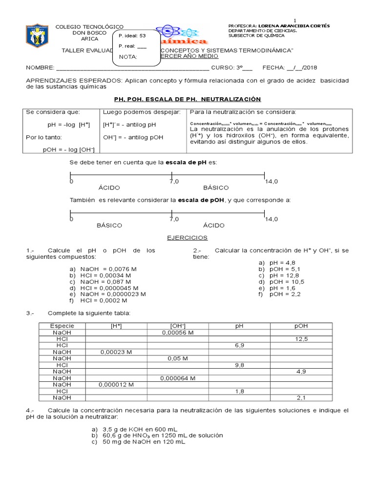 Guia de PH y Poh Don Bosco | PDF | Ph | Química