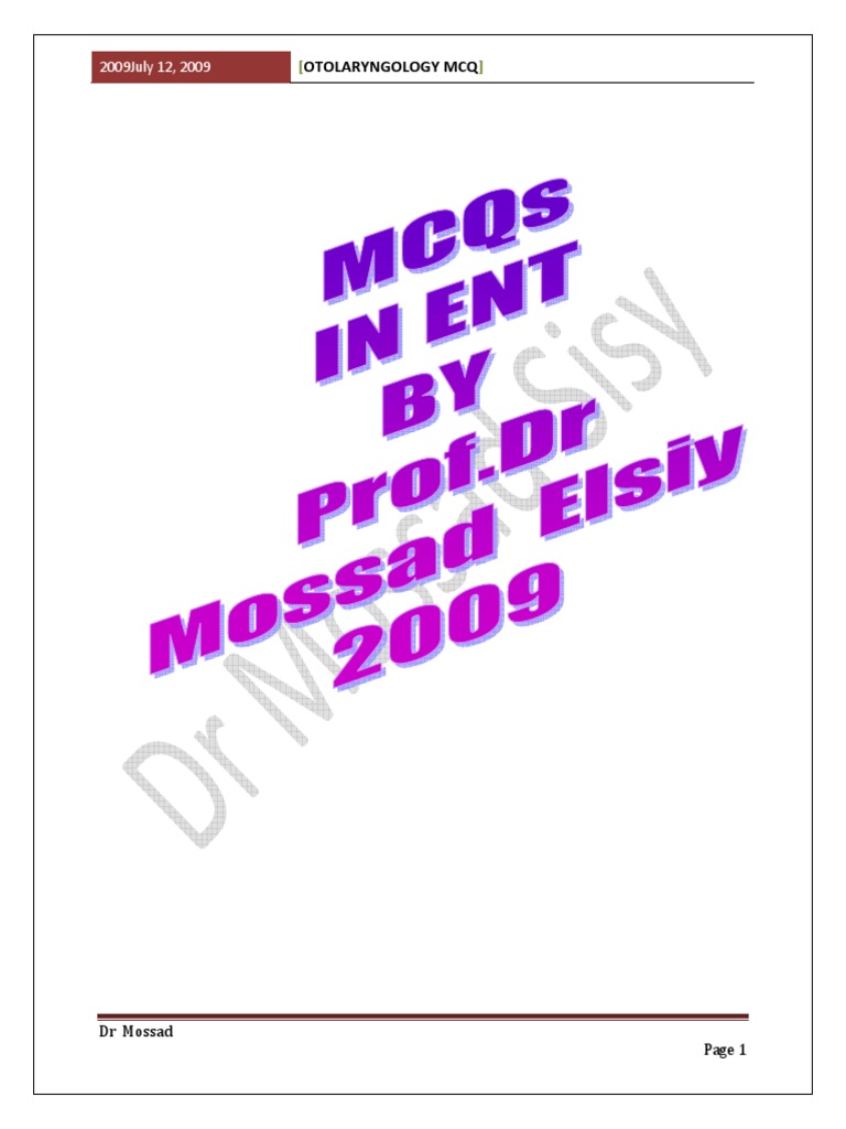 Ent MCQ A PFD PDF | Download Free PDF | Ear | Hearing