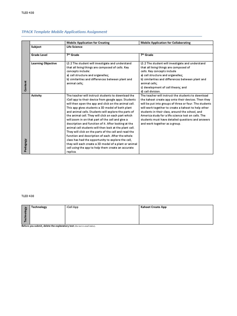 Tpack App Review Template | PDF | Mobile App | Cell (Biology)
