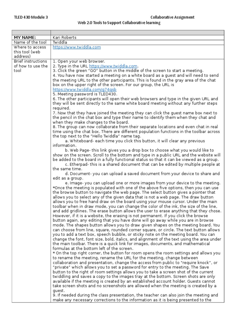 Collaborative Assignment - Kari Roberts | PDF | Screenshot | Web Page