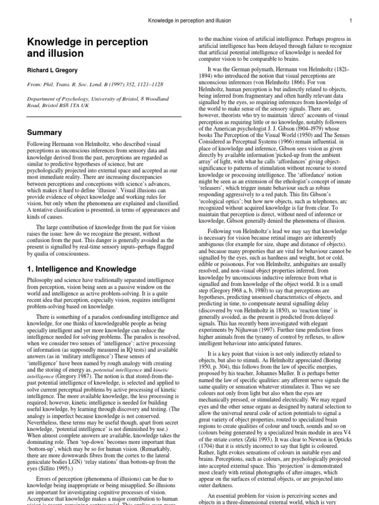 Knowledge In Perception And Illusion Richard L Gregory Pdf