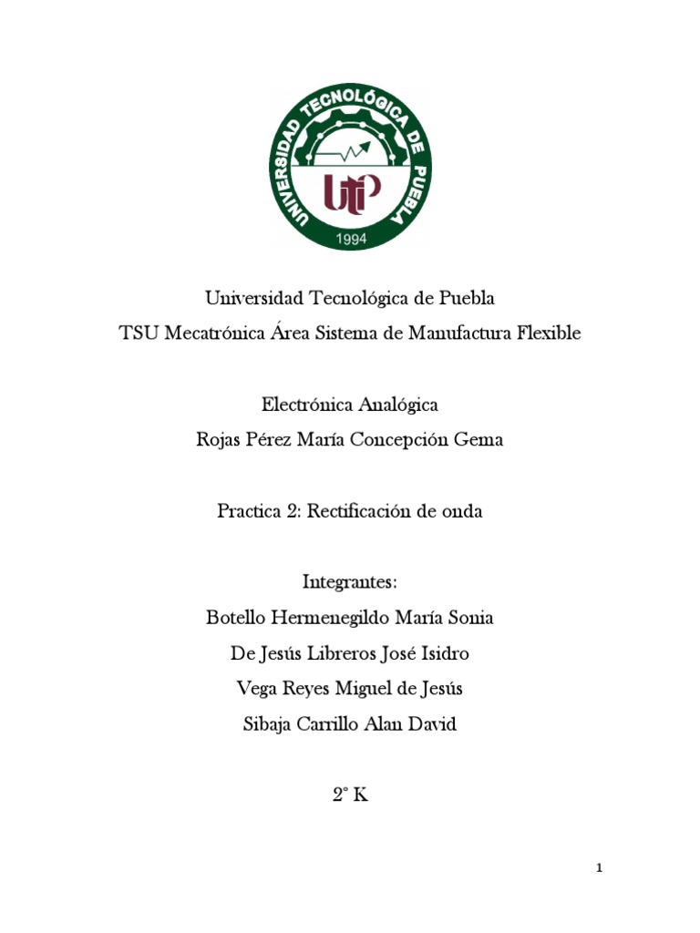Practica 2 - Aplicaciones Del Diodo | PDF | Rectificador | Condensador