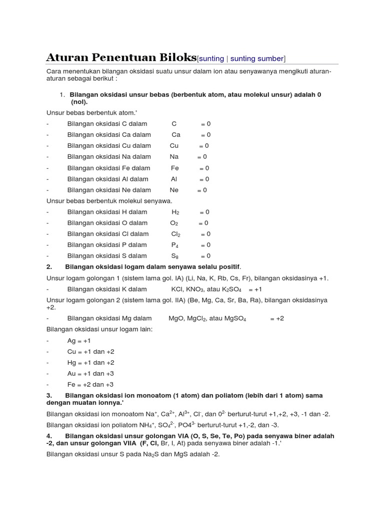 Aturan Penentuan Biloks | PDF