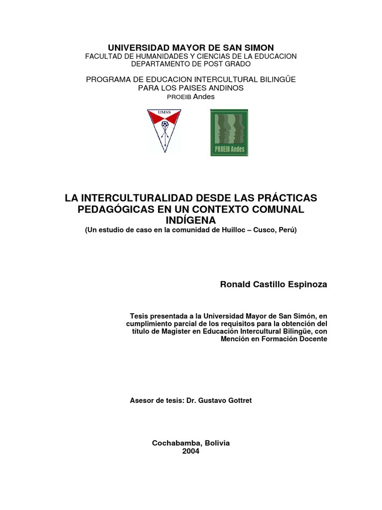 4.tesis Ronald Castillo PDF | PDF | Plan de estudios | Interculturalidad
