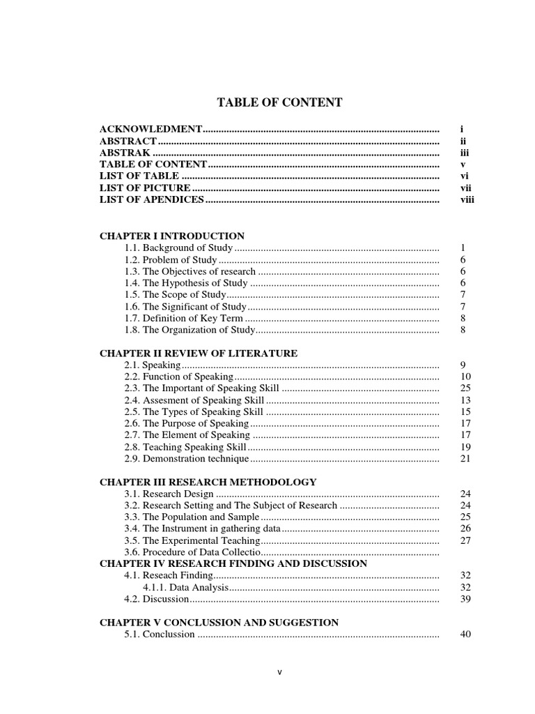 A Comprehensive Table of Contents for a Research Thesis on Improving ...