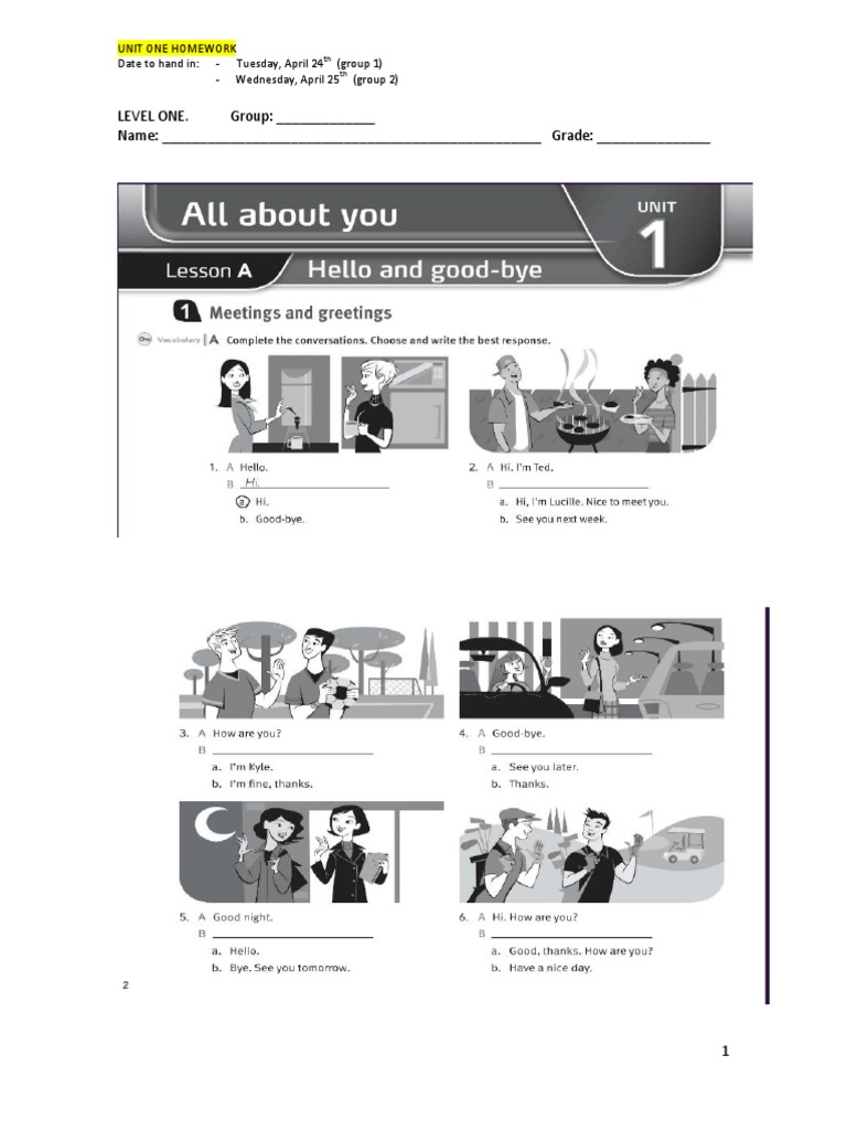 LEVEL ONE. Group: - Name: - Grade | PDF