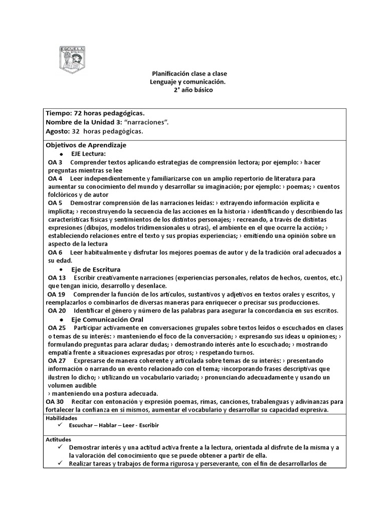 PLANIFICACION Leng | PDF | Lectura (proceso) | Cuentos