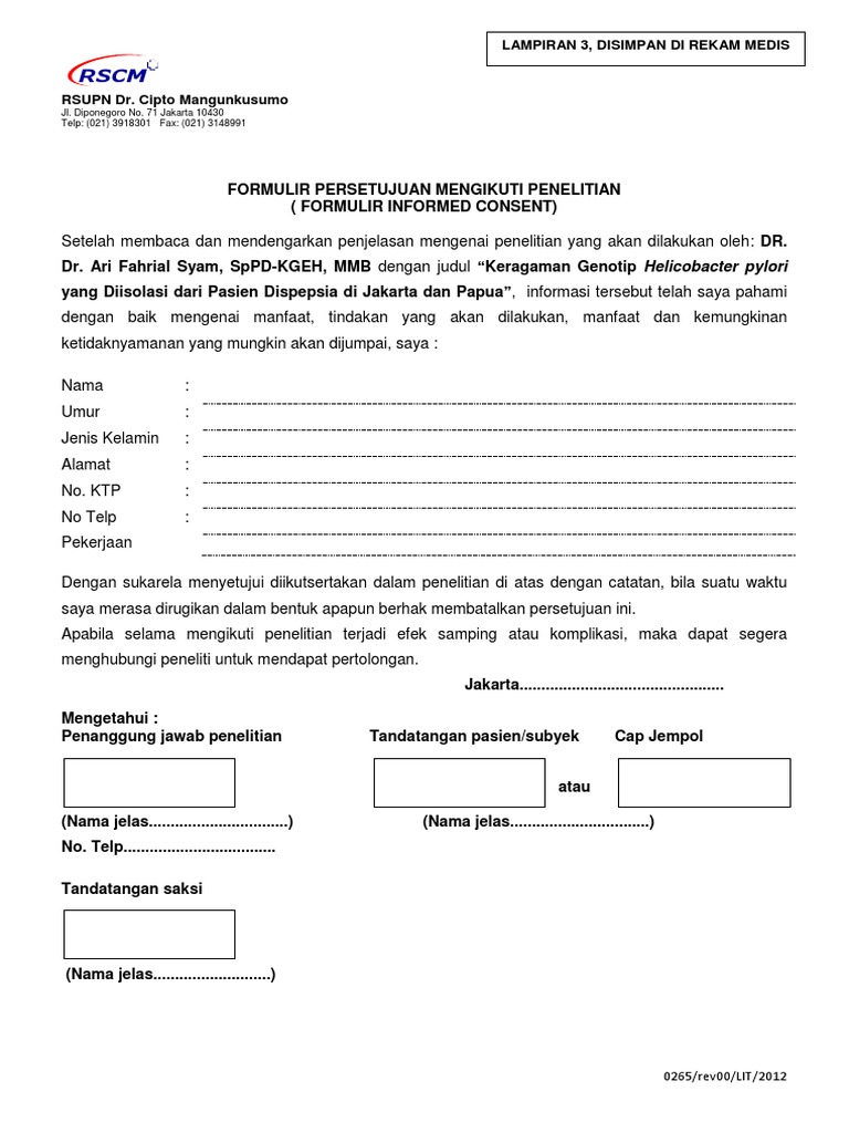Lampiran - Informed Consent Penelitian | PDF