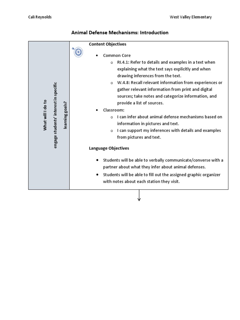 Animal Defense Mechanisms Lesson 1 | PDF | Knowledge | Inference
