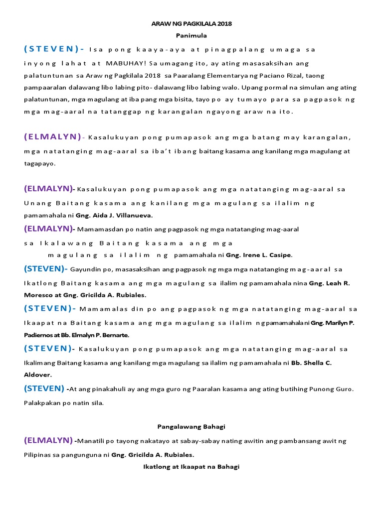 Araw NG Pagkilala 2018 | PDF