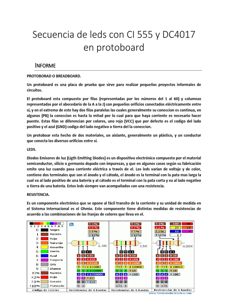 Secuencia De Leds Con Ci 555 Y Dc4017 En Protoboard Pdf Diodo