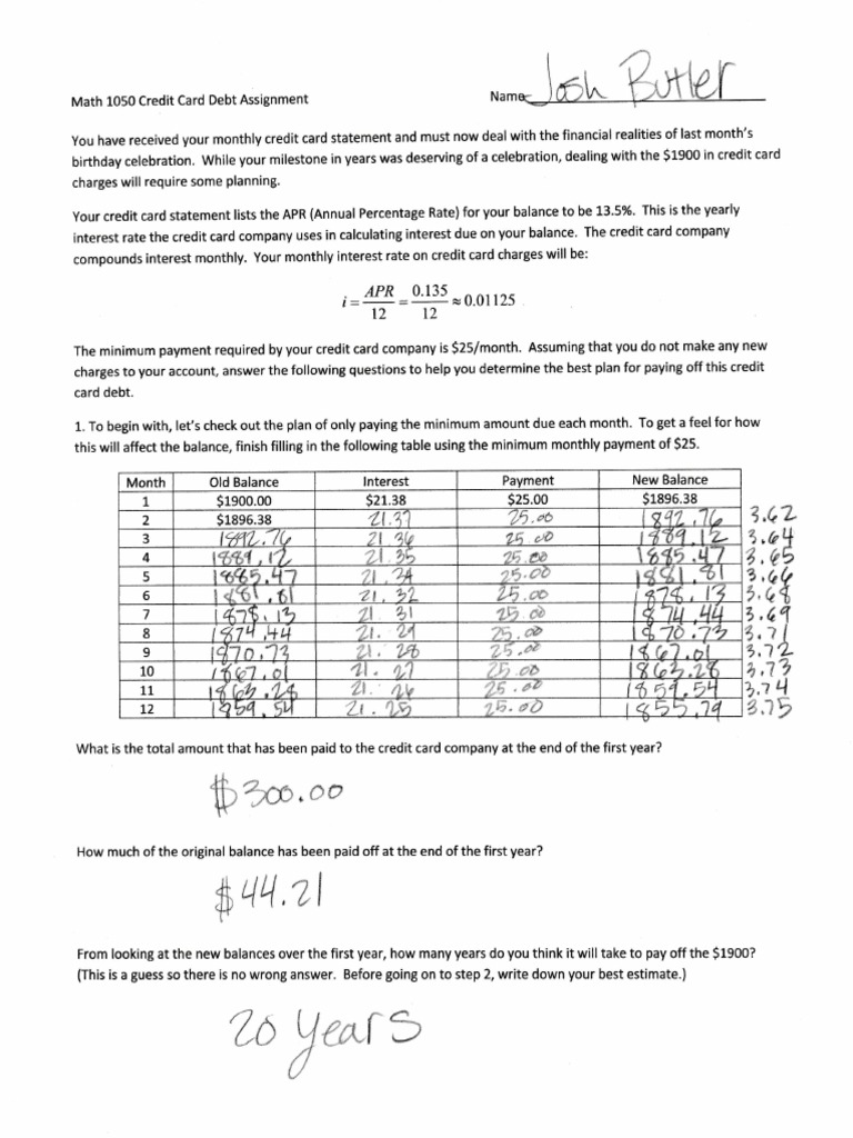 Credit Card Debt Assignment Josh Butler | PDF | Annual Percentage Rate ...