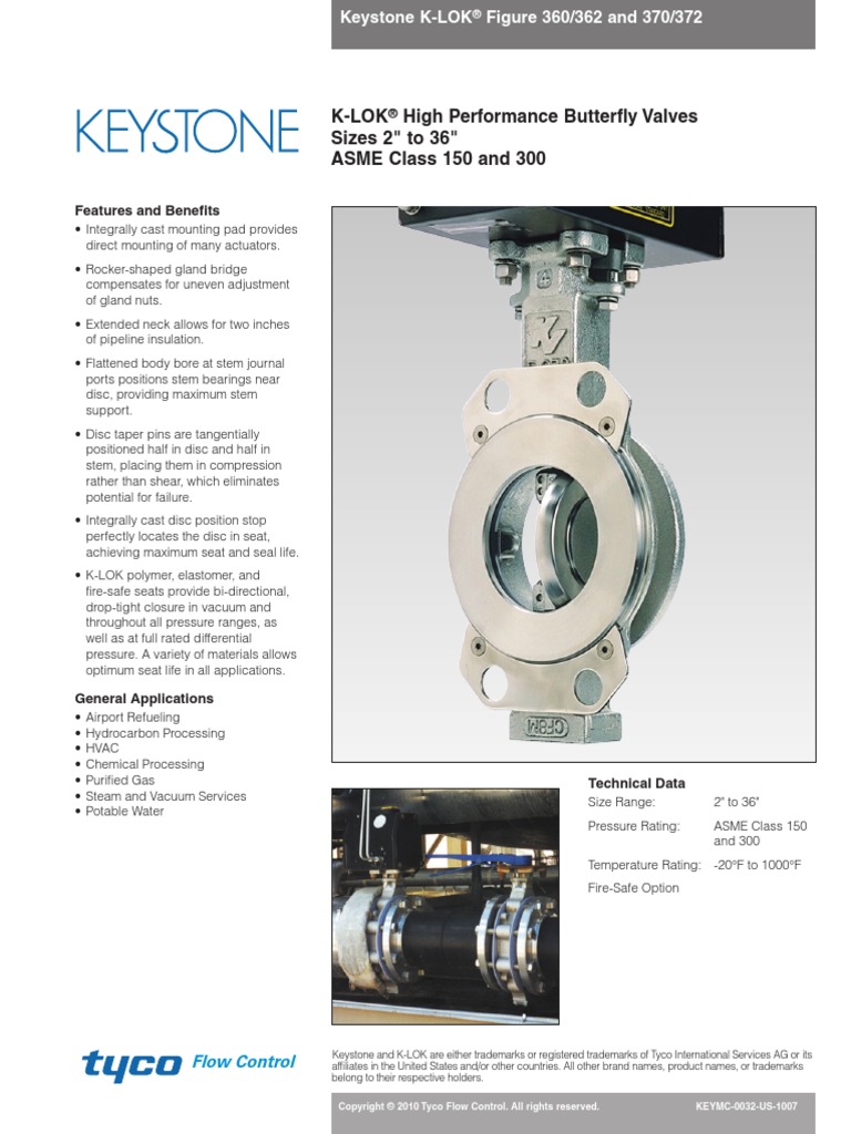 Keystone K-Lok 360-370 Data Sheet | PDF | Valve | Stainless Steel